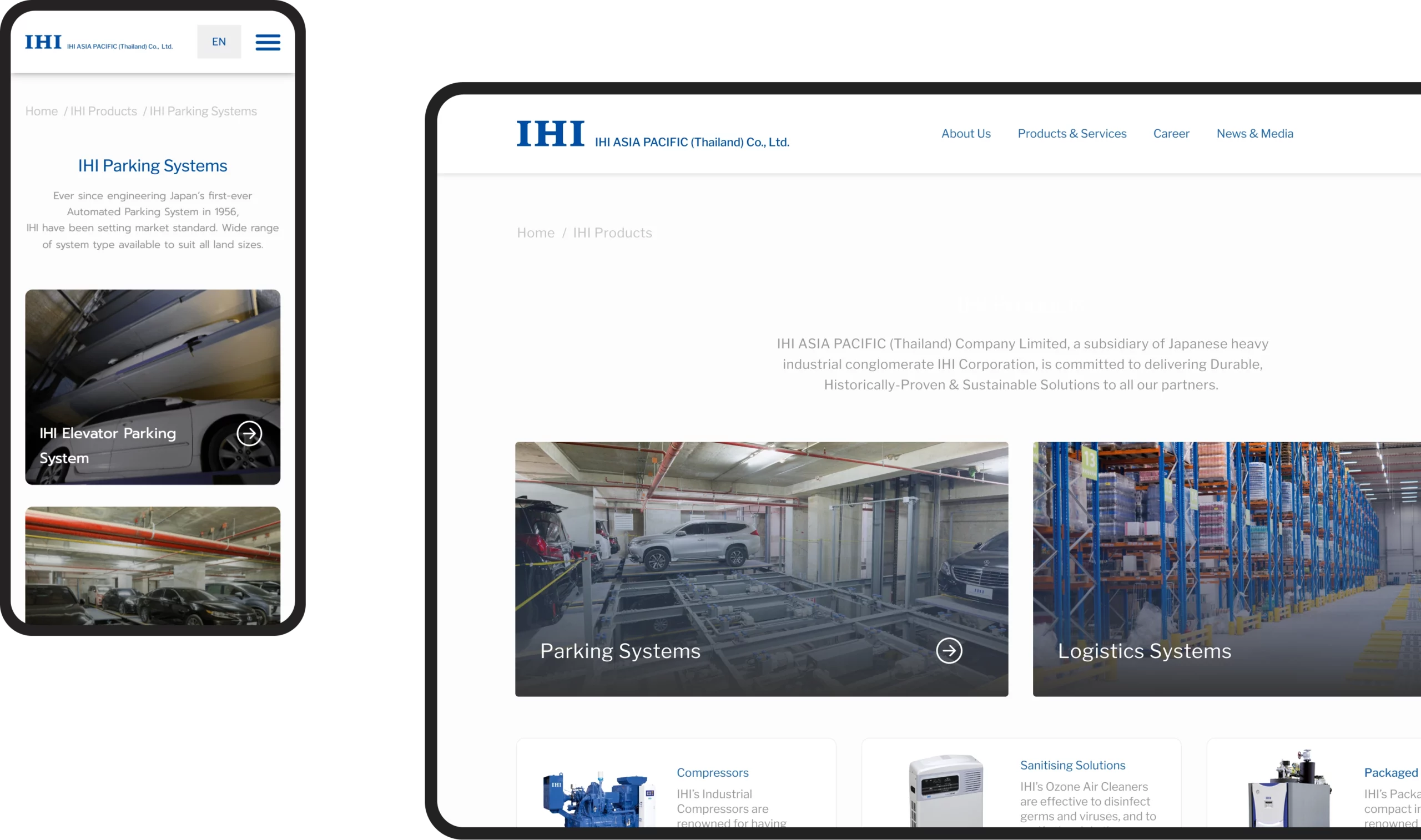 Web Design for IHI Asia Pacific, automated parking systems