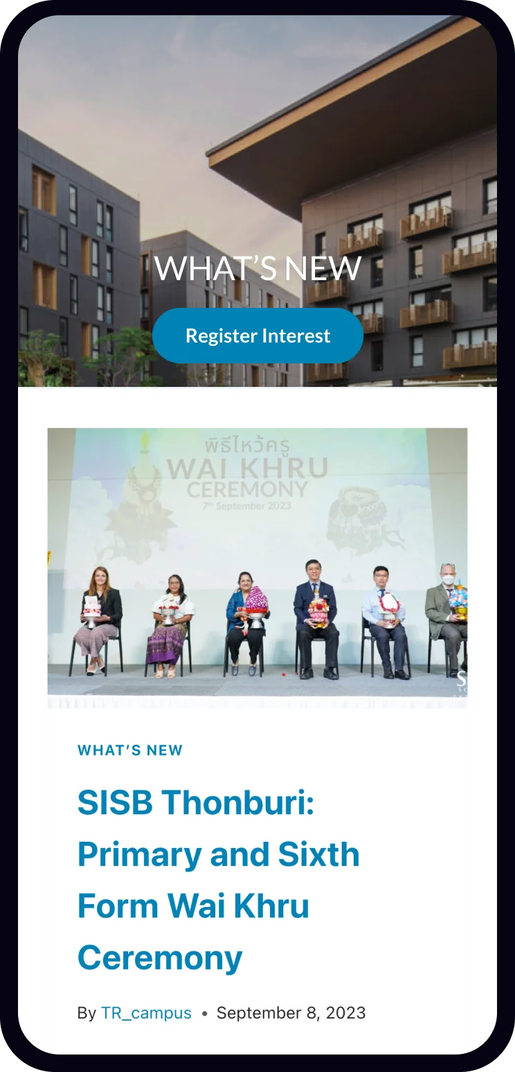 ตัวอย่างเว็บการศึกษา SISB โรงเรียนนานาชาติชั้นนำ จากสิงคโปร์